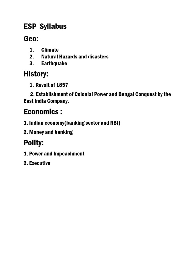 Esp and SDP Syllabus | PDF