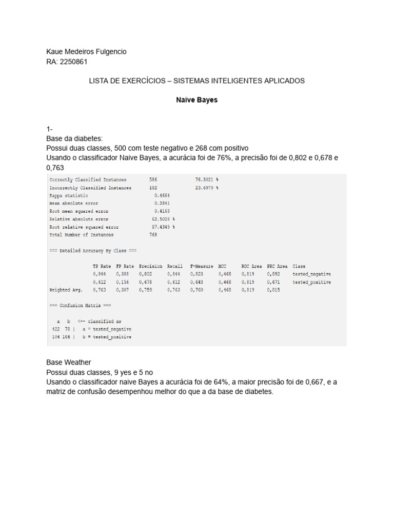 Lista2 NaiveBayes Kaue | PDF
