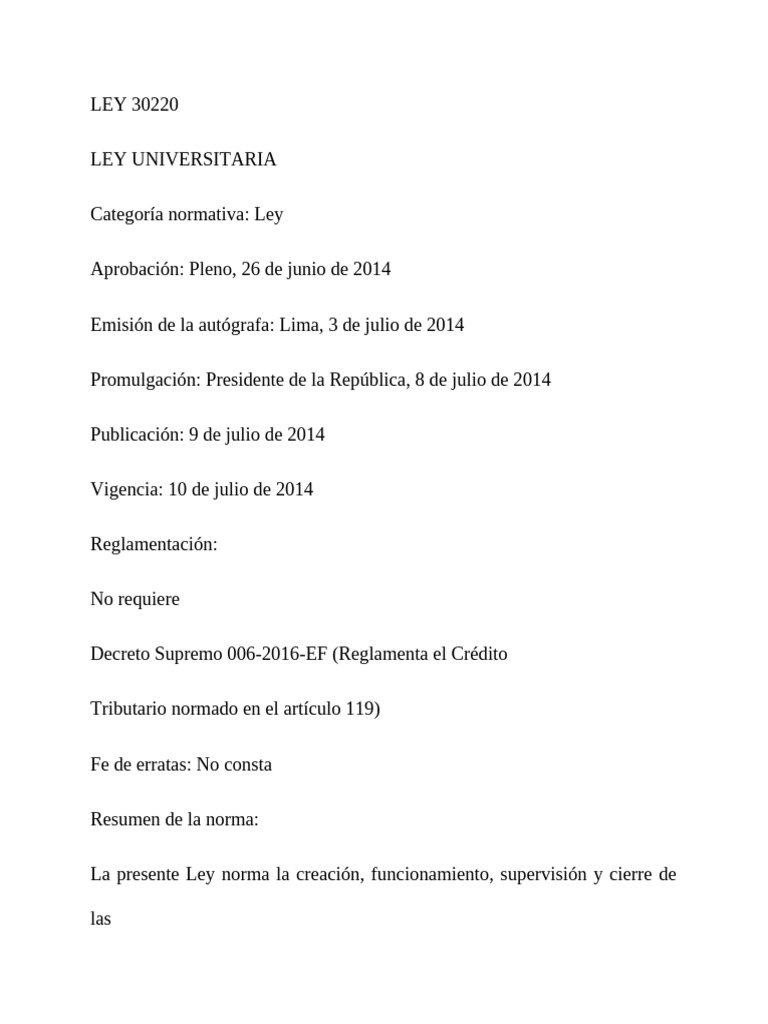 Ley 30220 | PDF