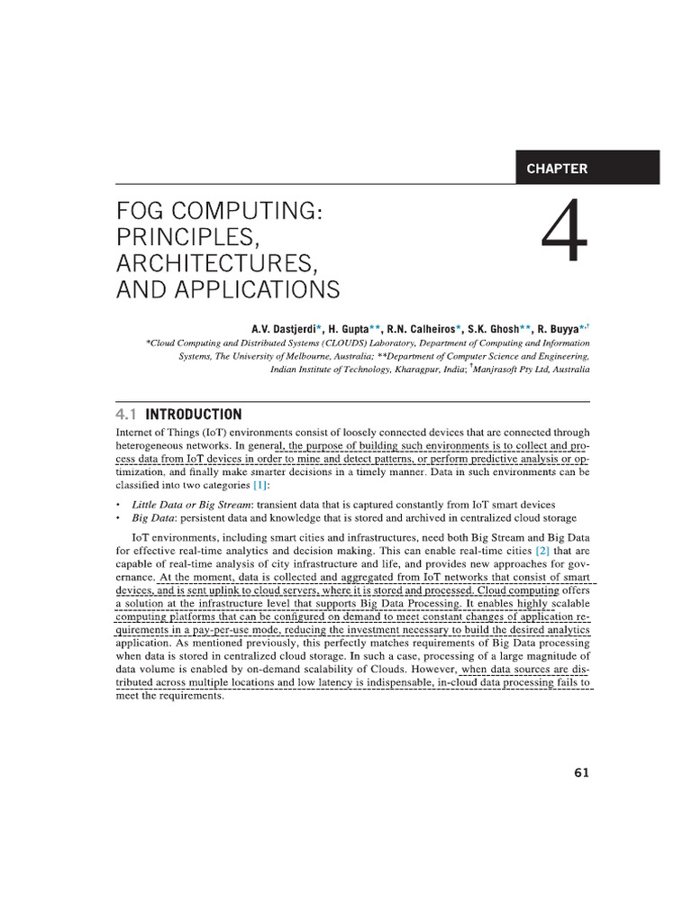 Chapt - 4 - FOG COMPUTING-PRINCIPLES, ARCHITECTURES AND APPLICATIONS | PDF