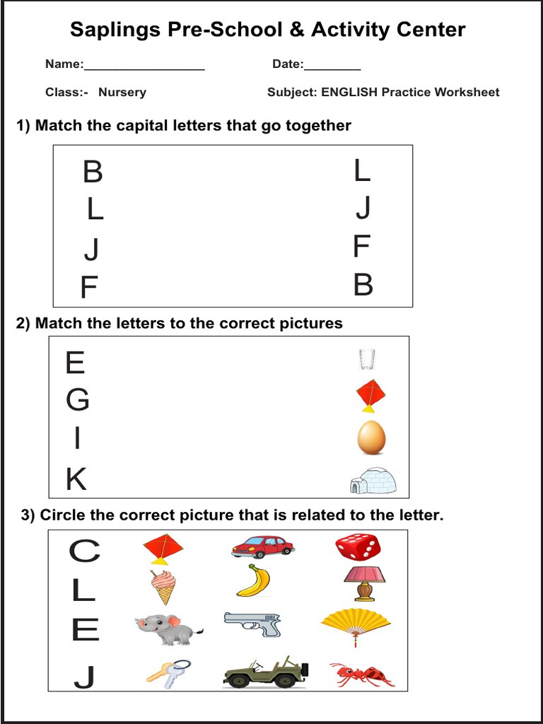 Nursery Practice Worksheets for Kids | PDF