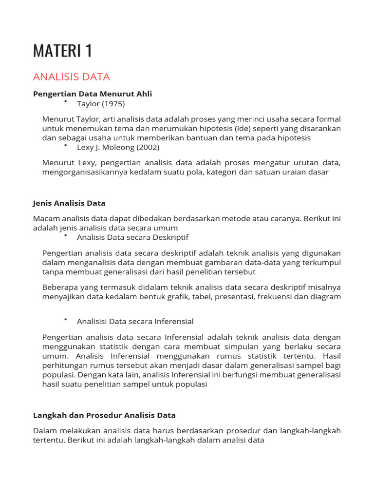 Pengertian dan Jenis Analisis Data | PDF