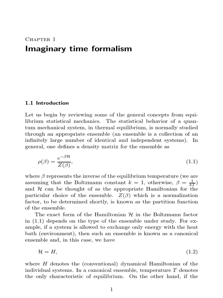 2023 Imaginary Time Formalism | PDF | Temperature | Physics
