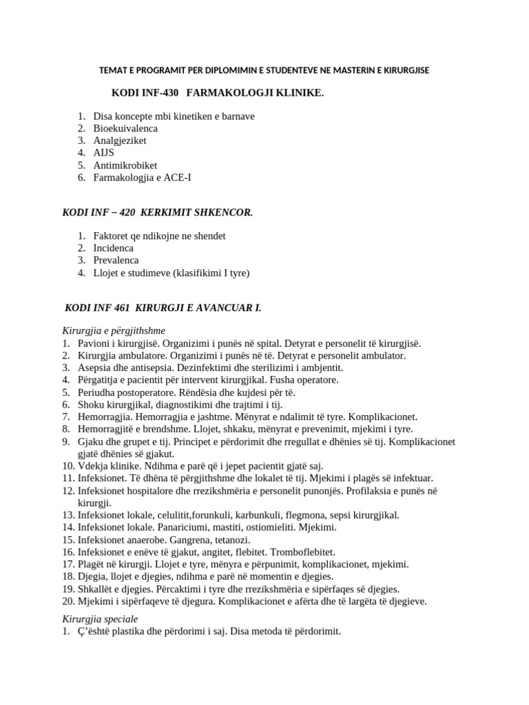 Master Infermieri Kirurgjikale | PDF