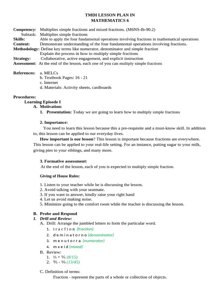 CO 1st Quarter MATH 6 | PDF | Learning | Cognition