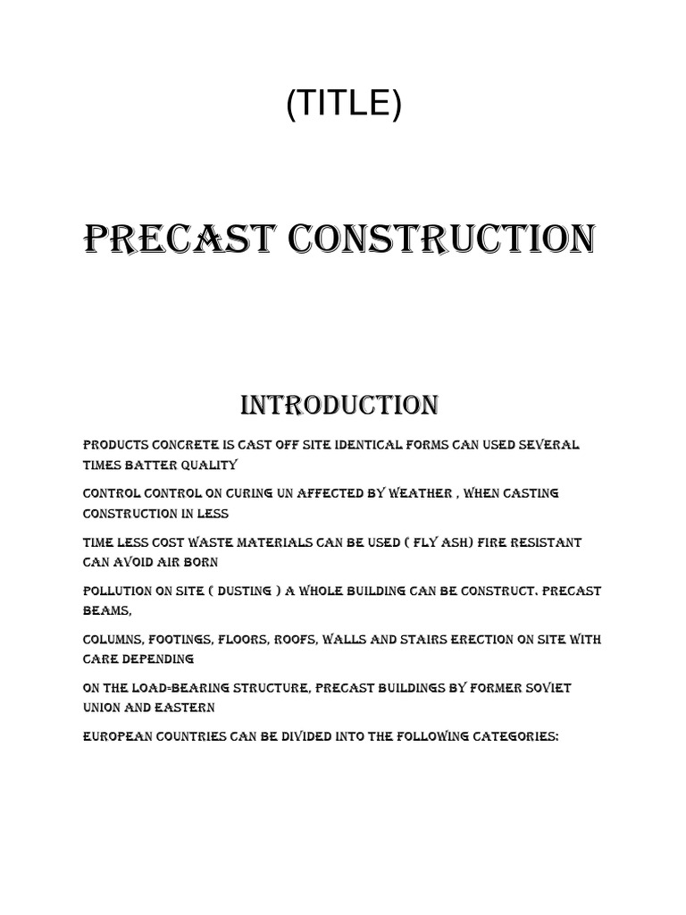 Precast Construction | PDF | Concrete | Precast Concrete