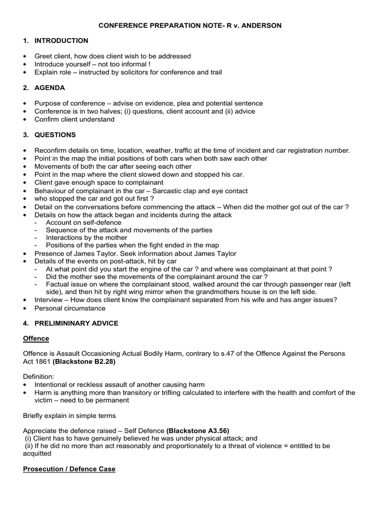 R V Anderson Conference Note - Formative | PDF | Plea | Public Law