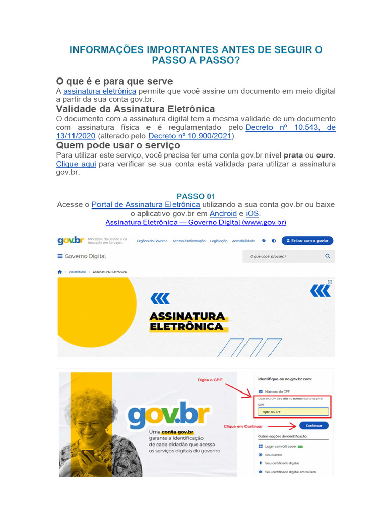 Passo A Passo Assinatura Gov - BR | PDF | Android (sistema operacional) | Aplicativo para celular