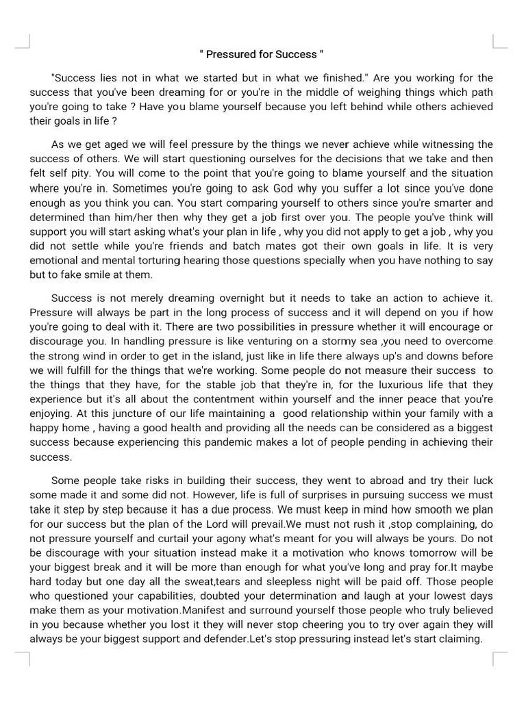Pressured of Success | PDF Pressured of Success | PDF