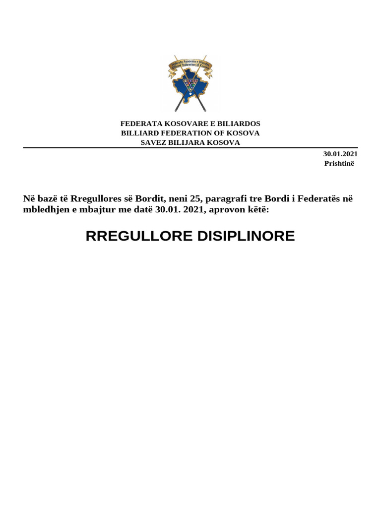 Rregullore Disiplinore FKeB | PDF