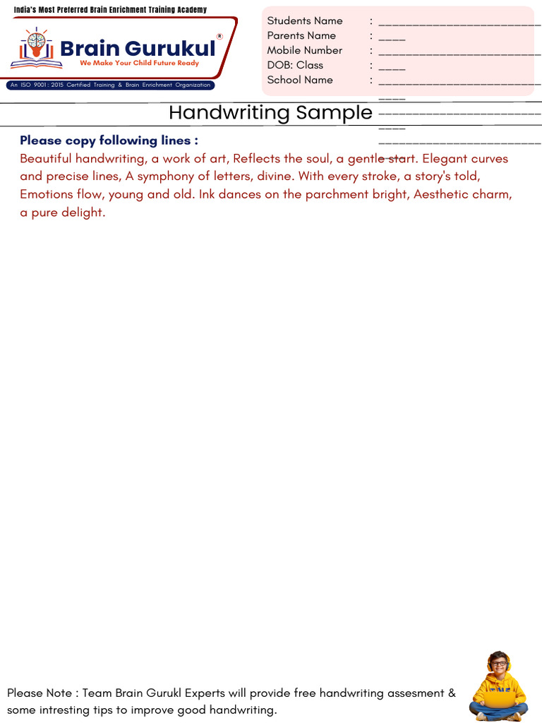 Handwriting Sample (1) | PDF