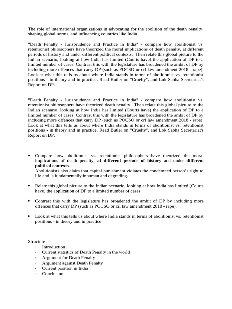 Death Penalty Assignment Notes | PDF | Capital Punishment | Crimes