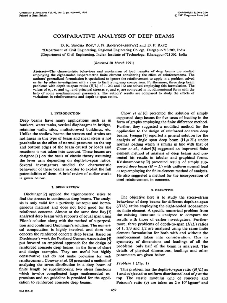 Comparative Analysis of Deep Beams | PDF | Beam (Structure) | Stress ...