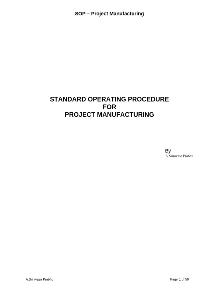 SOP for Project Manufacturing Process | PDF | Accrual | Budget