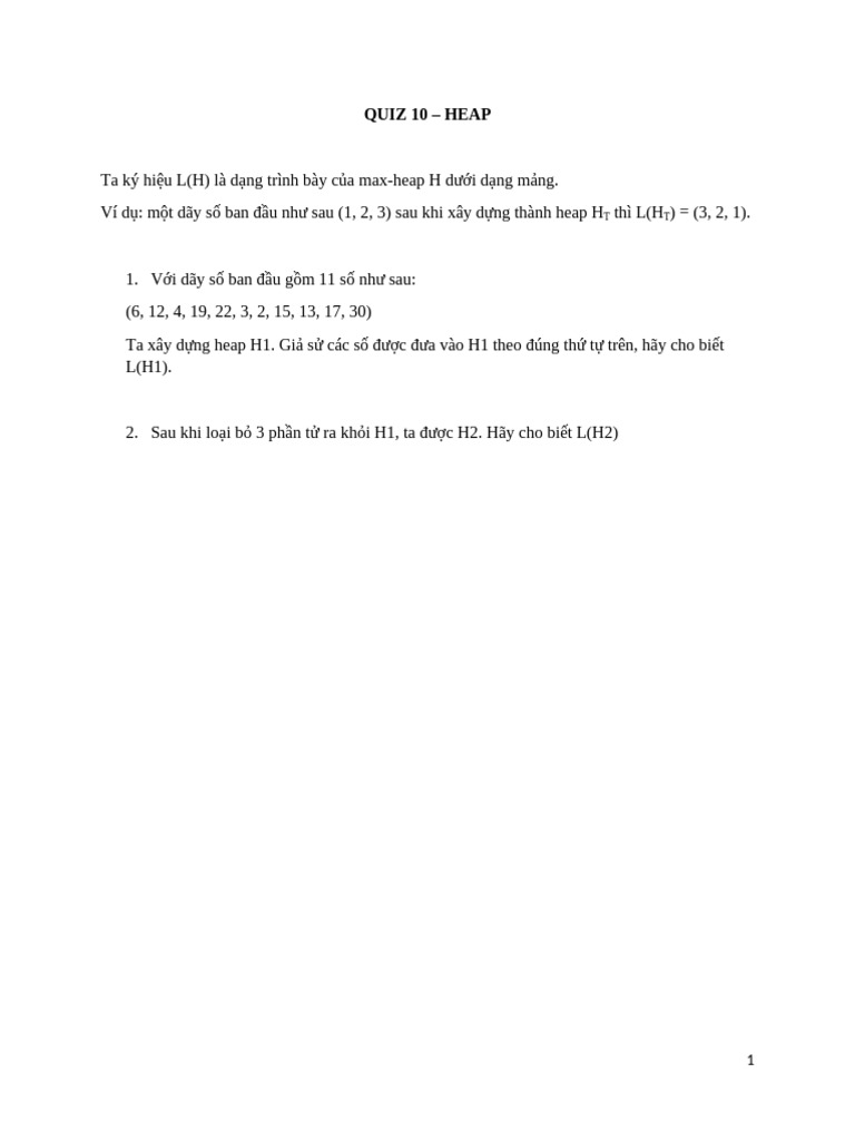 QUIZ 9 - Heap | PDF