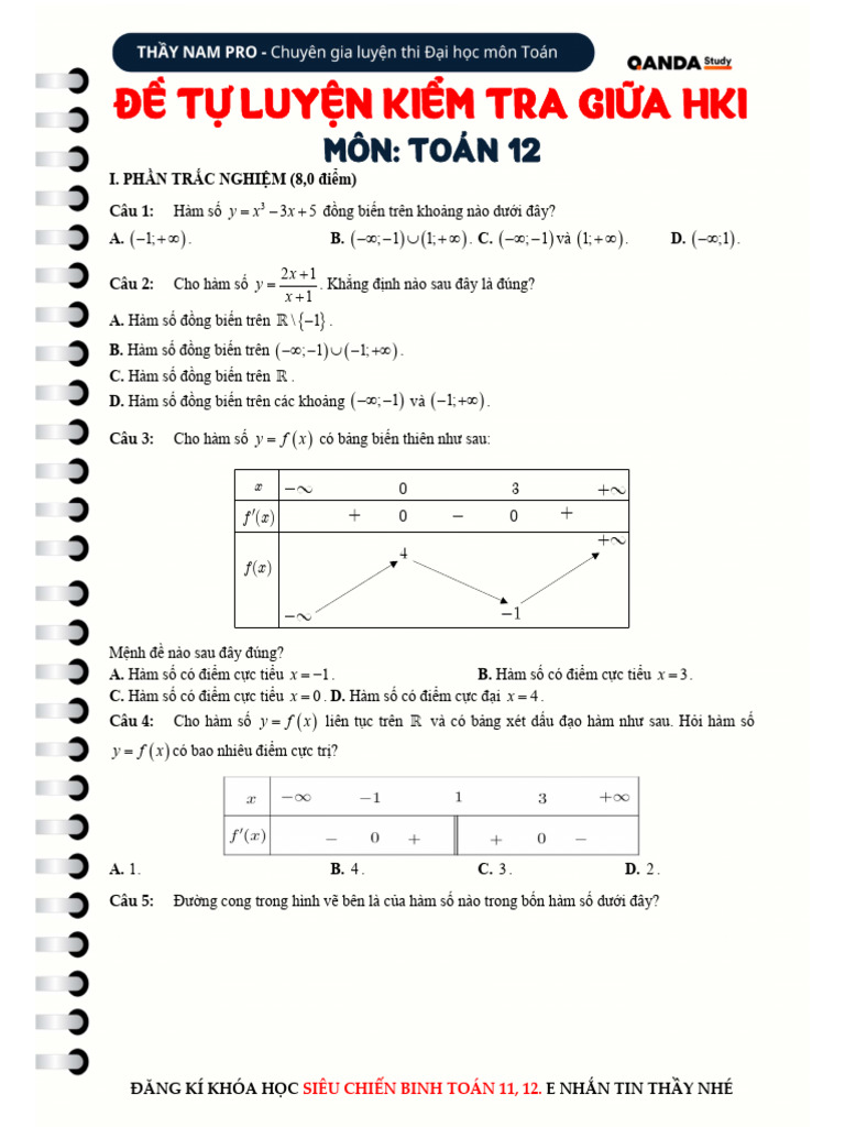 ĐỀ TỰ LUYỆN KTRA GIỮA HK1 | PDF
