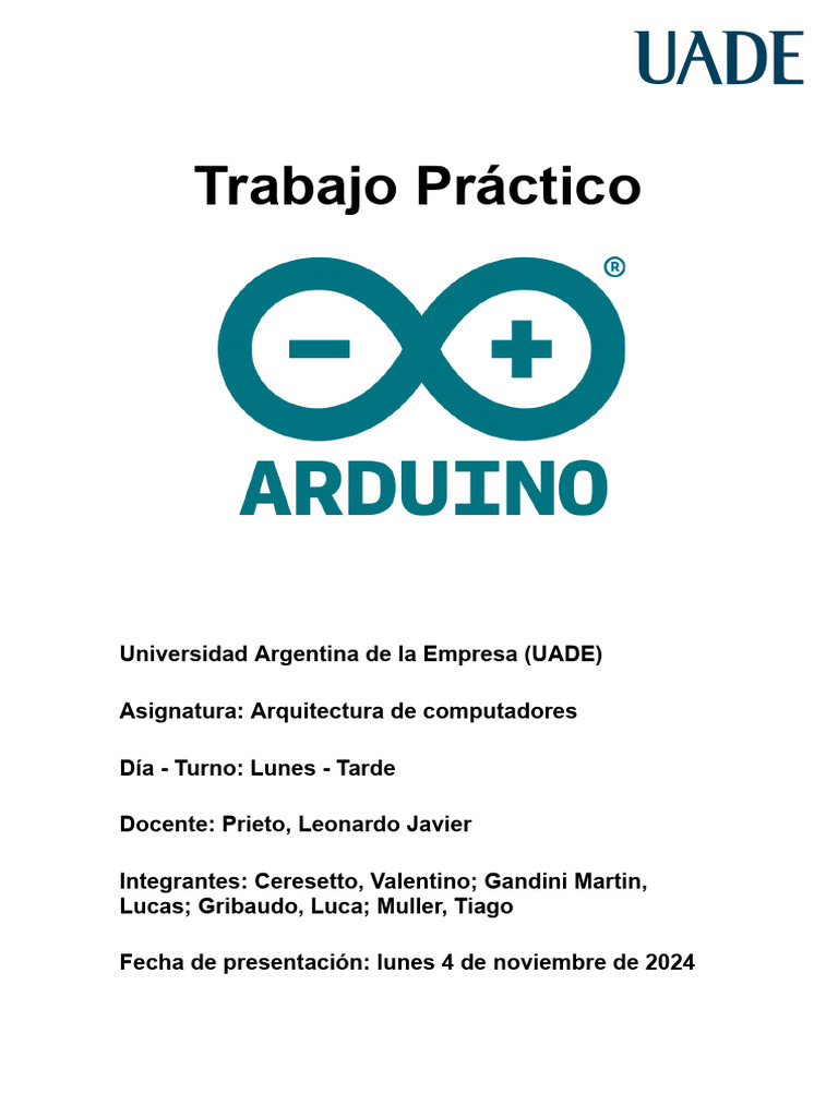 TP Arduino Adc - LTT - Grupo 9 | PDF | Arduino | Almacenamiento de datos de la computadora