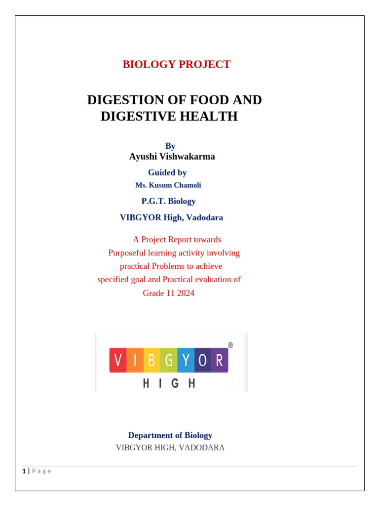 Biology Investigatory Project | PDF | Stomach | Digestion