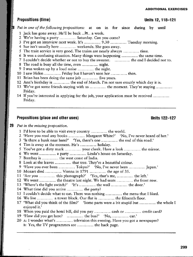 Prepositions - Revision + Answers | PDF