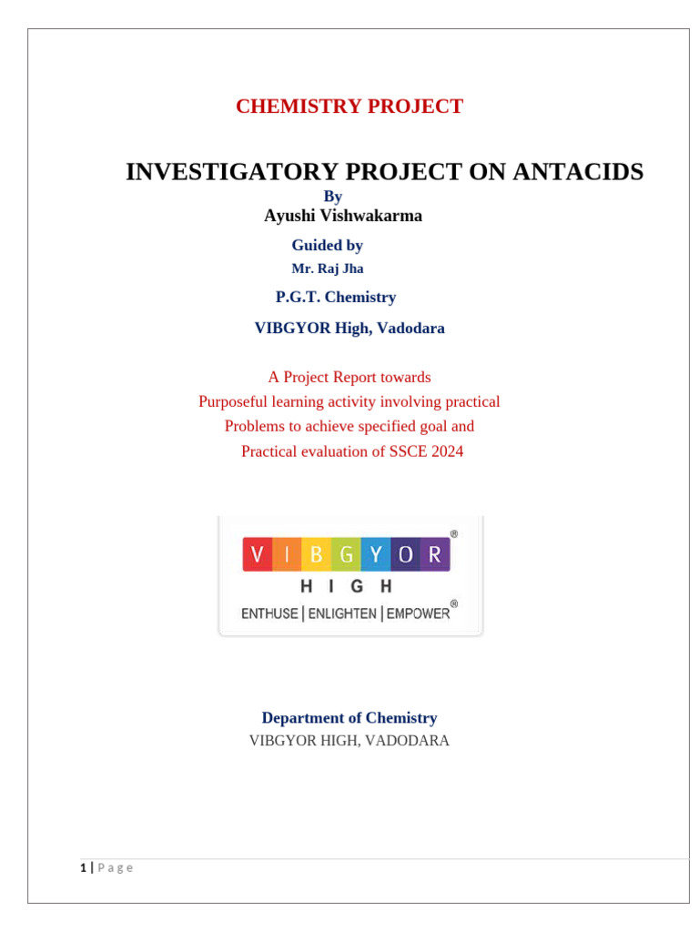 Investigatory Project on Antacids | PDF