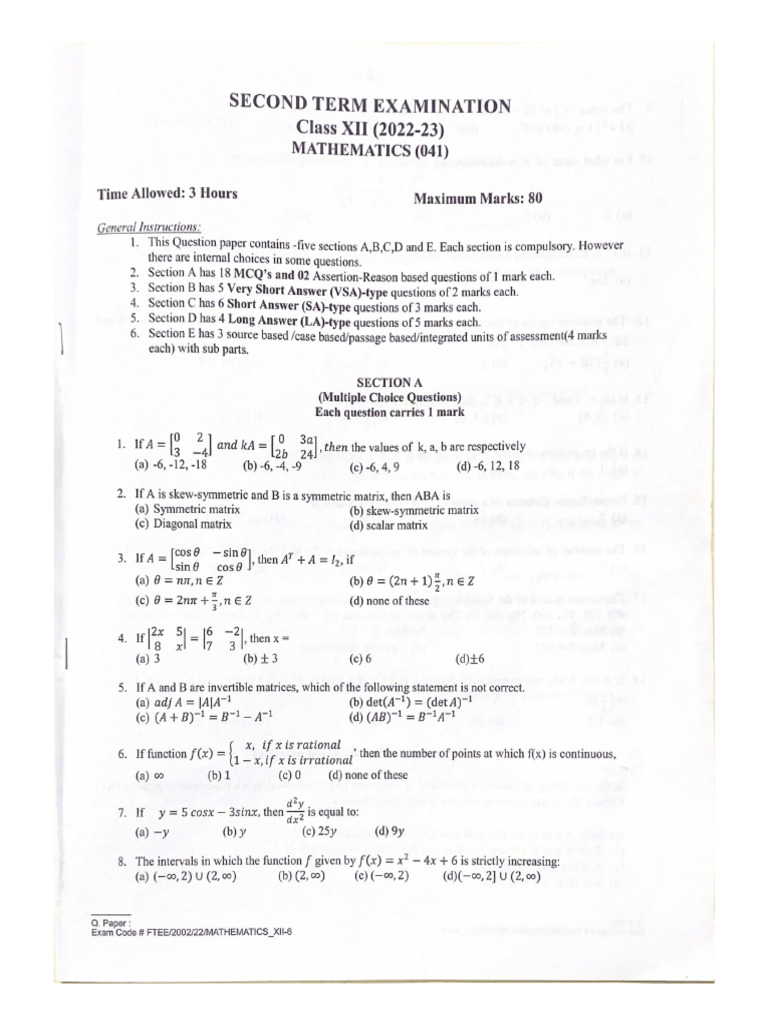 Second Term Examination | PDF