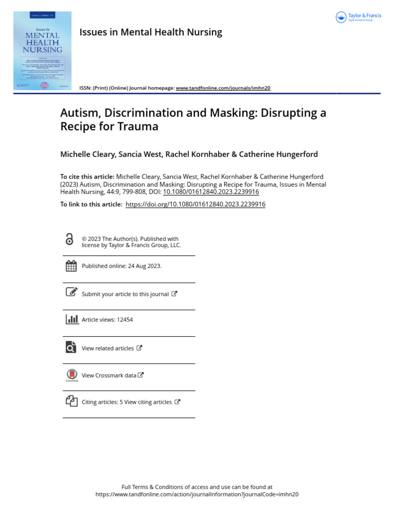 Autism Discrimination and Masking Disrupting A Recipe For Trauma | PDF ...
