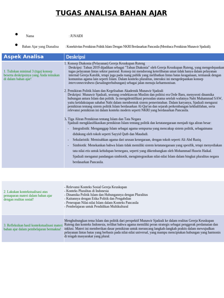 Tugas Analisa Bahan Ajar | PDF