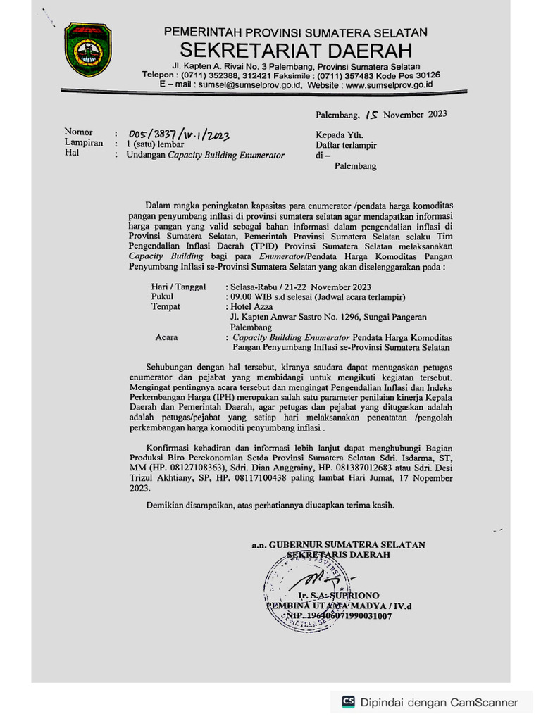 Surat Undangan Capacity Building Enumerator | PDF