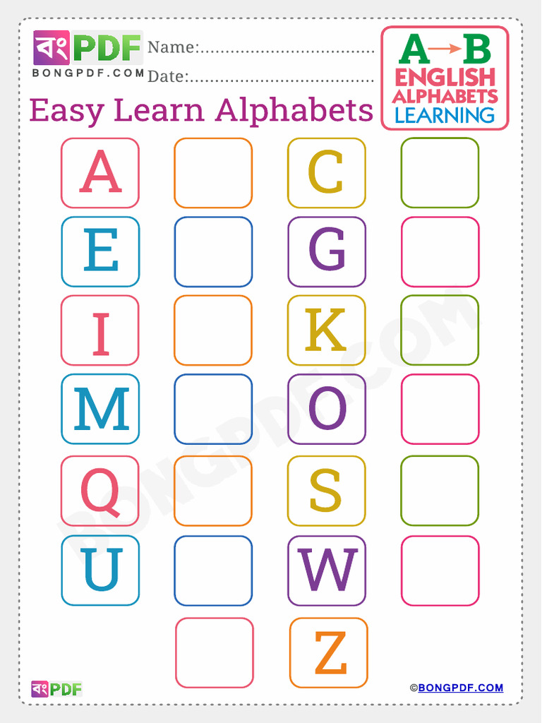 English Alphabets Learning Worksheet 2 | PDF