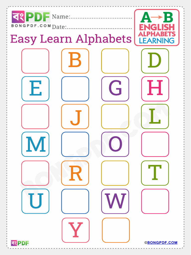 English Alphabets Learning Worksheet 3 | PDF
