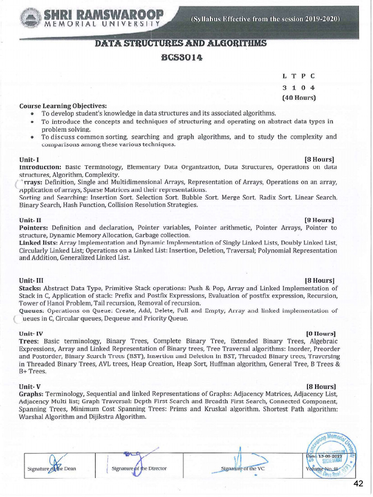 Syllabus - DSA Theory and Lab | PDF