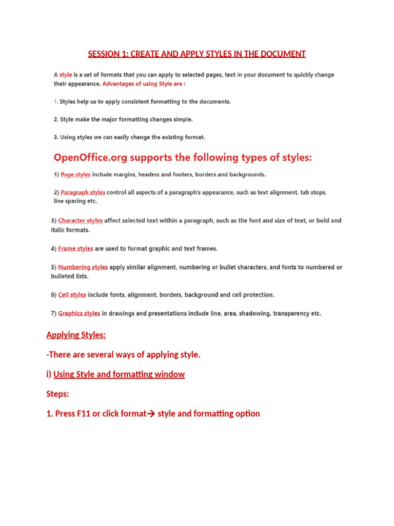 Applying and Creating Document Styles | PDF