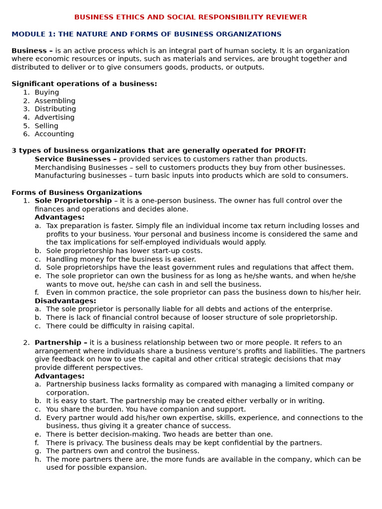Business Ethics & Organization Types Guide | PDF | Utilitarianism ...