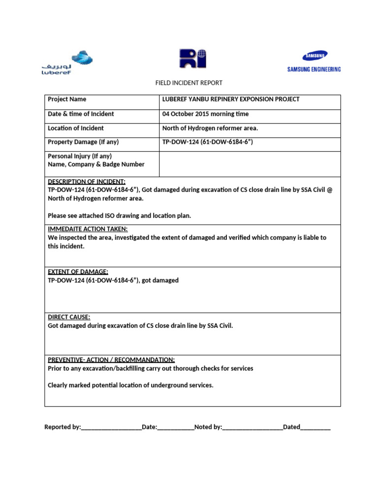 Field Incident Report 14 | PDF