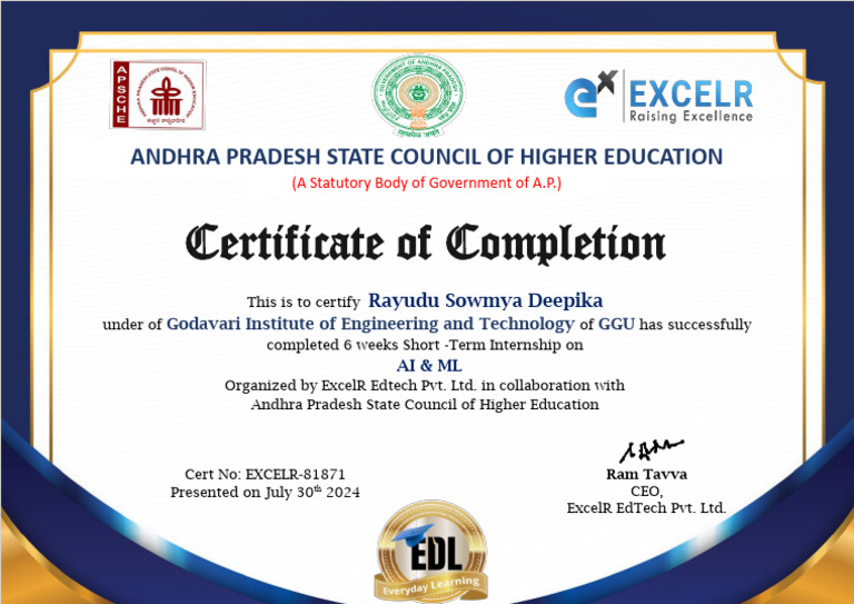 EXCELR 81871 Rayudu Sowmya Deepika | PDF