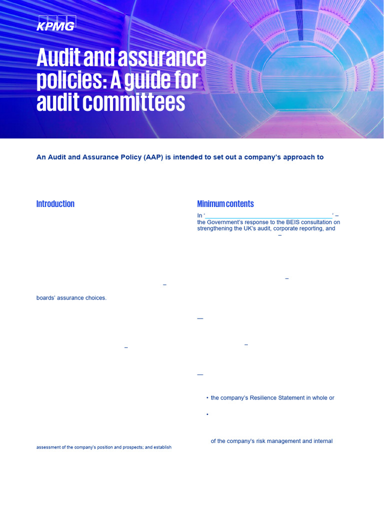 Audit and Assurance Policy Guide | PDF | Internal Control | Audit