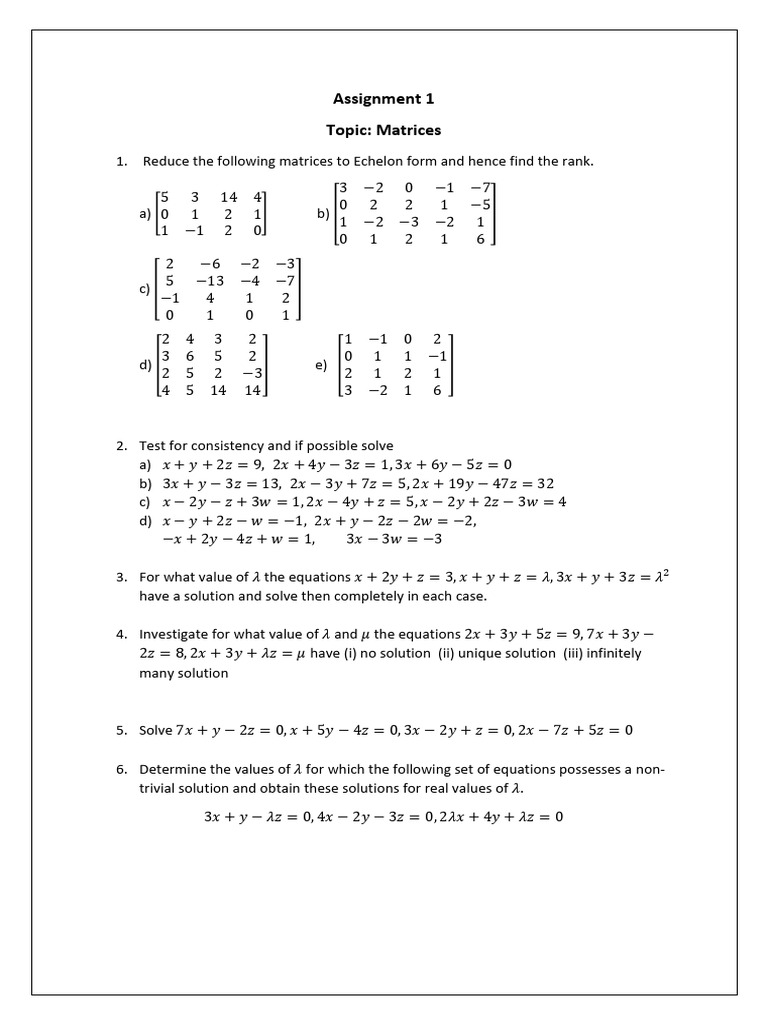 Matrices - Assignment Surr Phurr | PDF | Matrix (Mathematics) | Eigenvalues And Eigenvectors