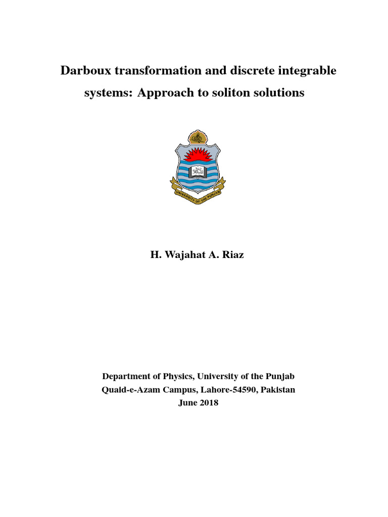 Darboux Transformations in Discrete Integrable Systems | PDF | Waves ...