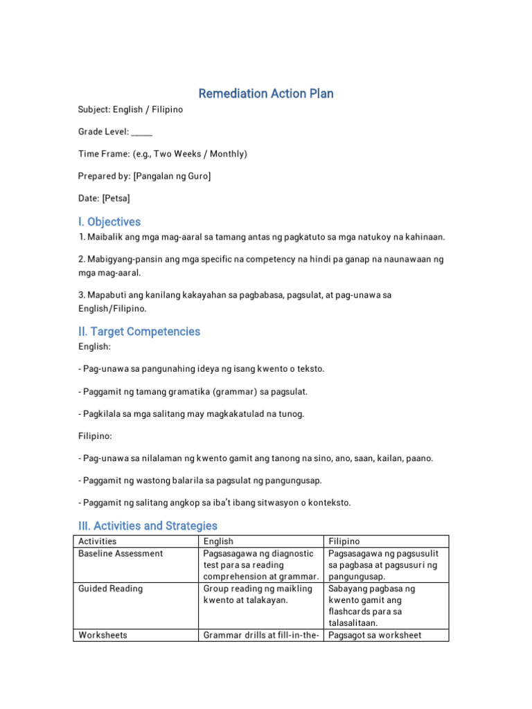 Remediation Action Plan | PDF