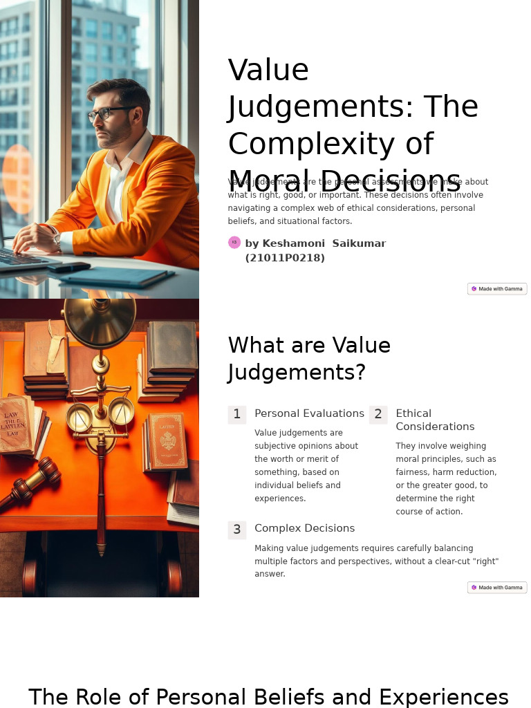 Value Judgements The Complexity of Moral Decisions | PDF | Morality ...