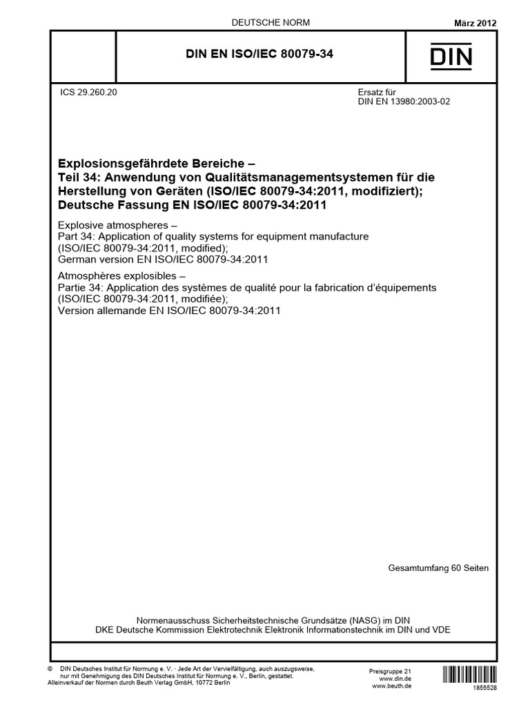 Din en Iso 80079-34 | PDF