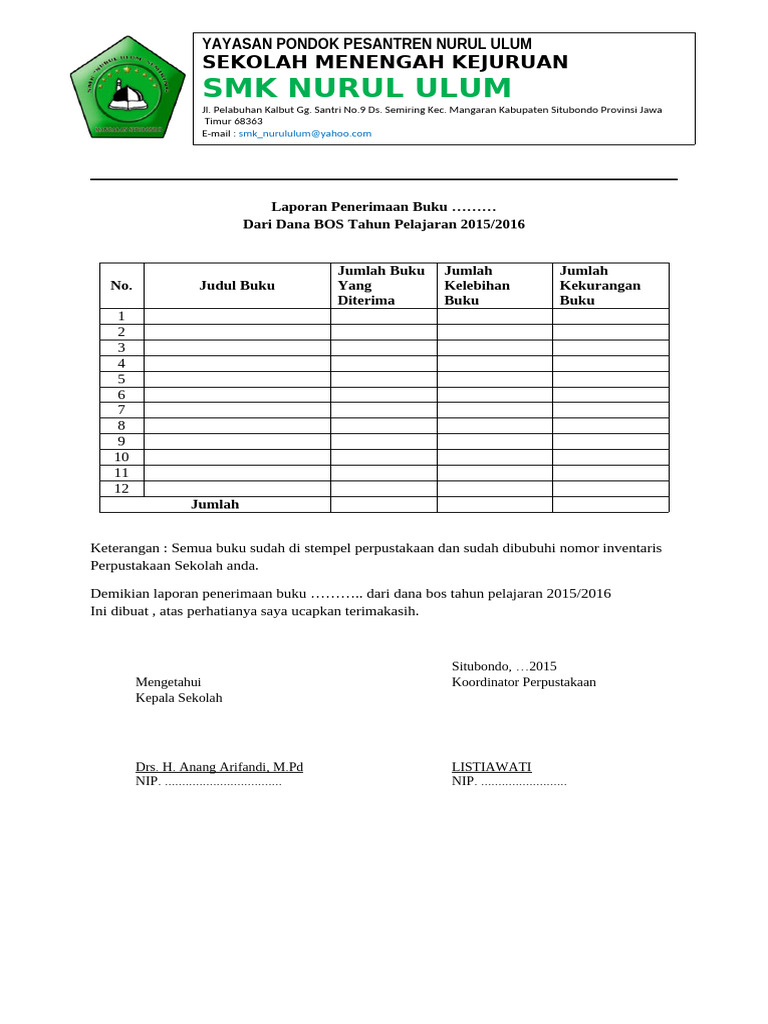 Contoh Format Identifikasi Buku Baru | PDF