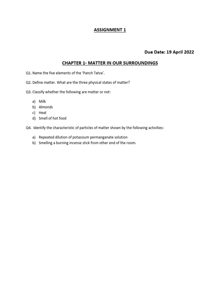 Class 9 Assignment 1 | PDF