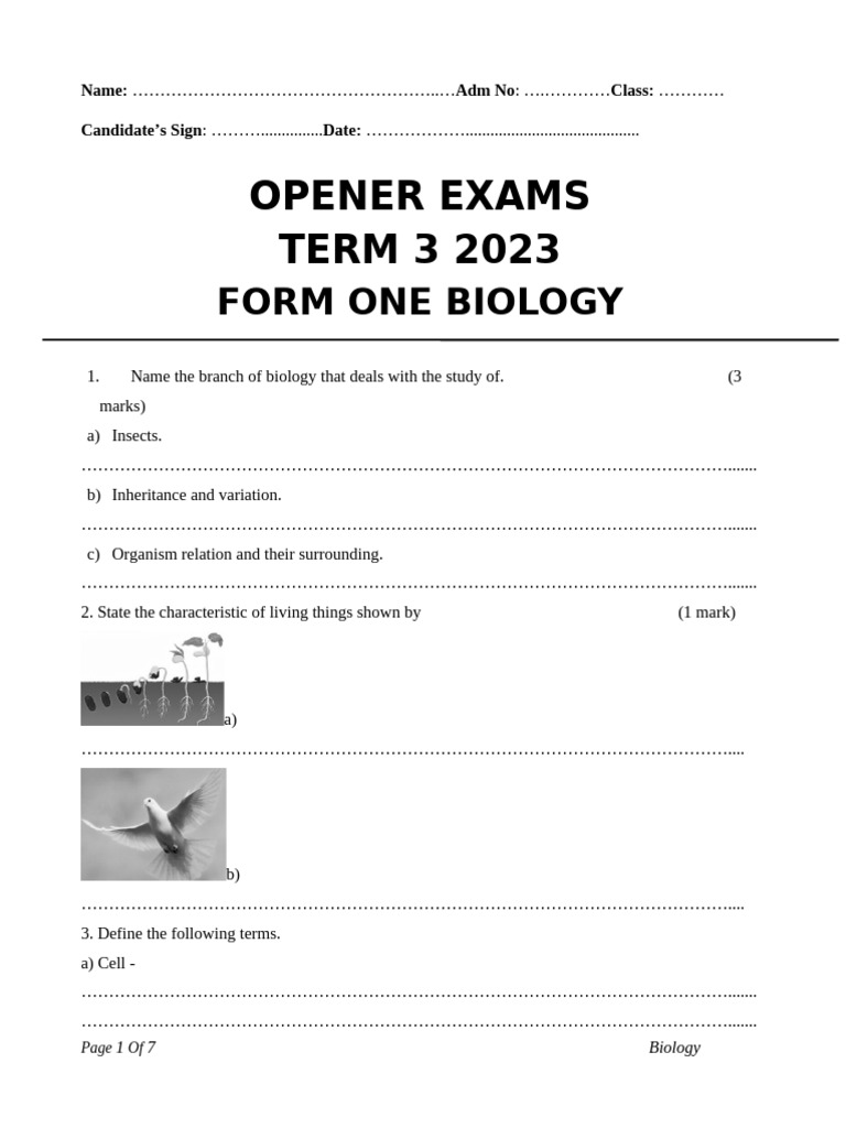 T3-BIOLOGY-F1 Teacher - Co .Ke | PDF