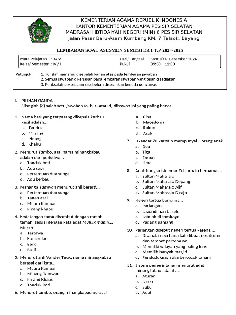 Fatmawati Bam Kelas 4 Sem1 | PDF