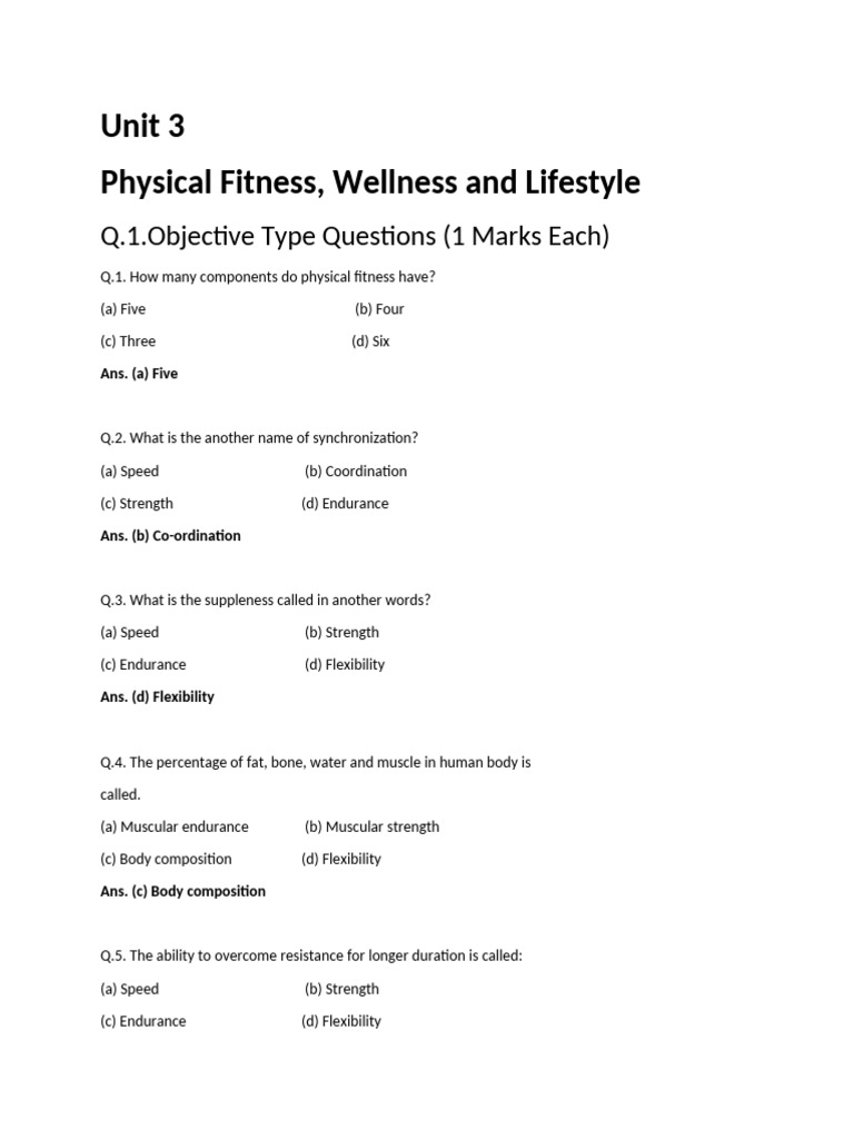 EVA-DWPS-PE-UNIT 3 - Solution Paper | PDF | Physical Fitness | Flexibility (Anatomy)