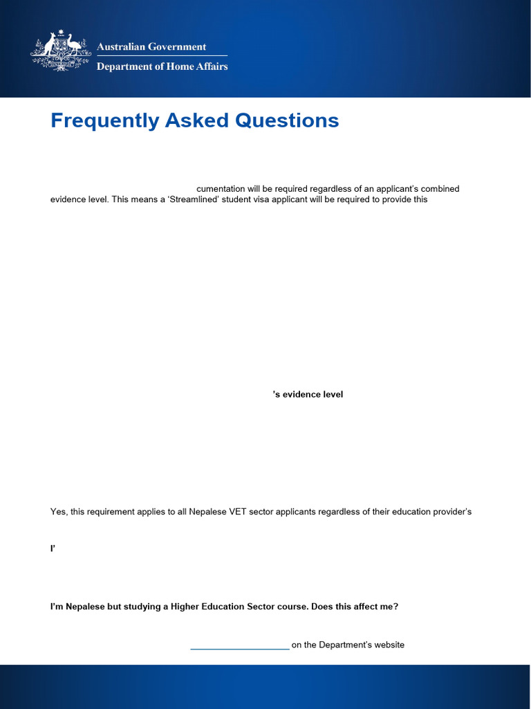 FAQ Fact Sheet - Additional Evidentiary Requirements For Nepal VET ...