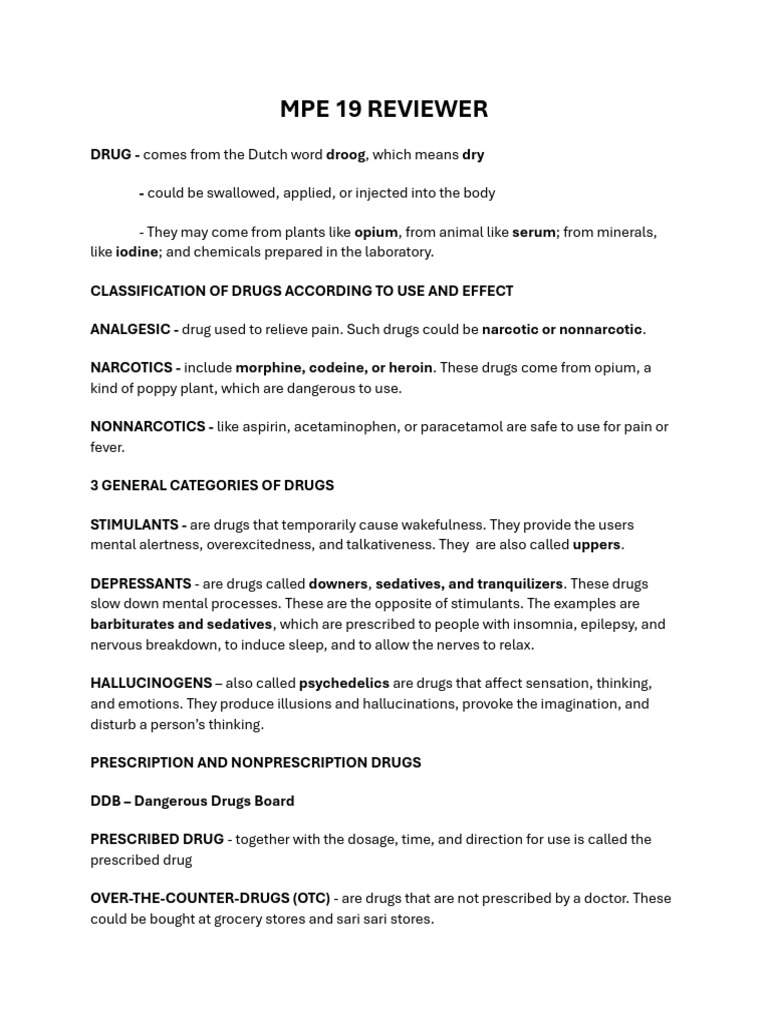 Mpe 19 Reviewer | PDF | Cannabis (Drug) | Cigarette