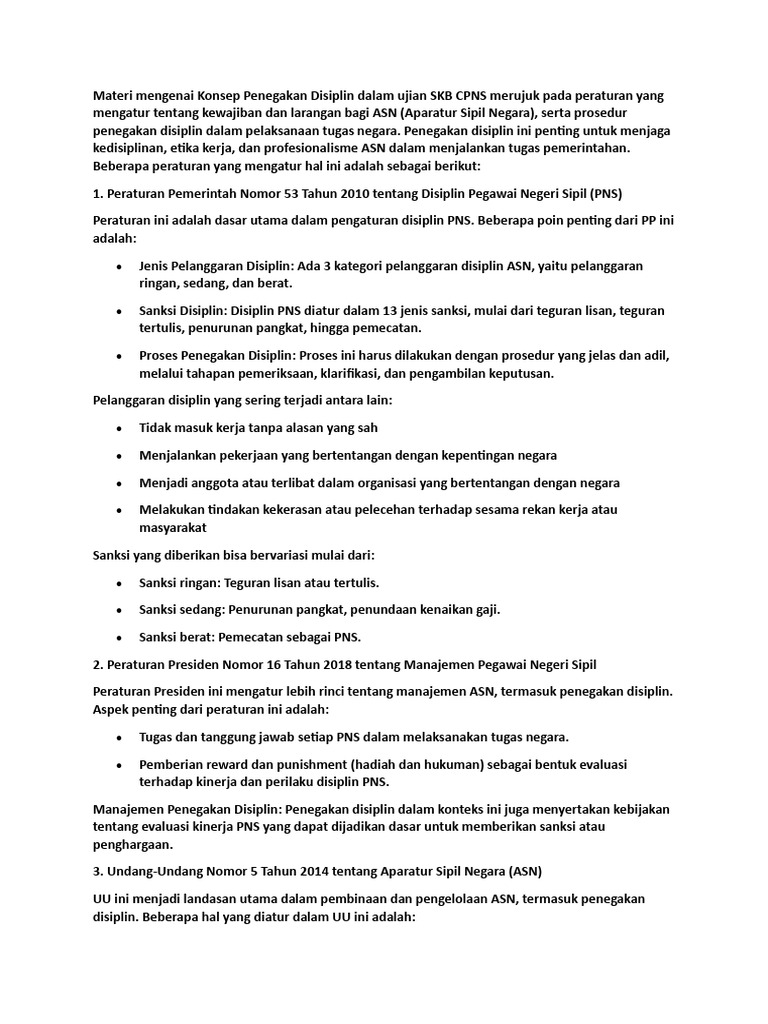 Disiplin ASN: Panduan & Regulasi | PDF