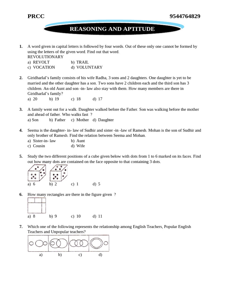 Reasoning Set 1) | PDF
